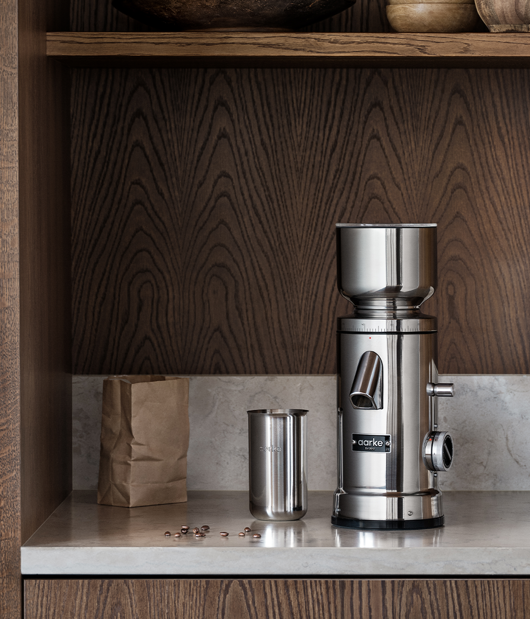 Aarke Flat Burr Coffee Grinder - Coffee Grinder in Stainless Steel