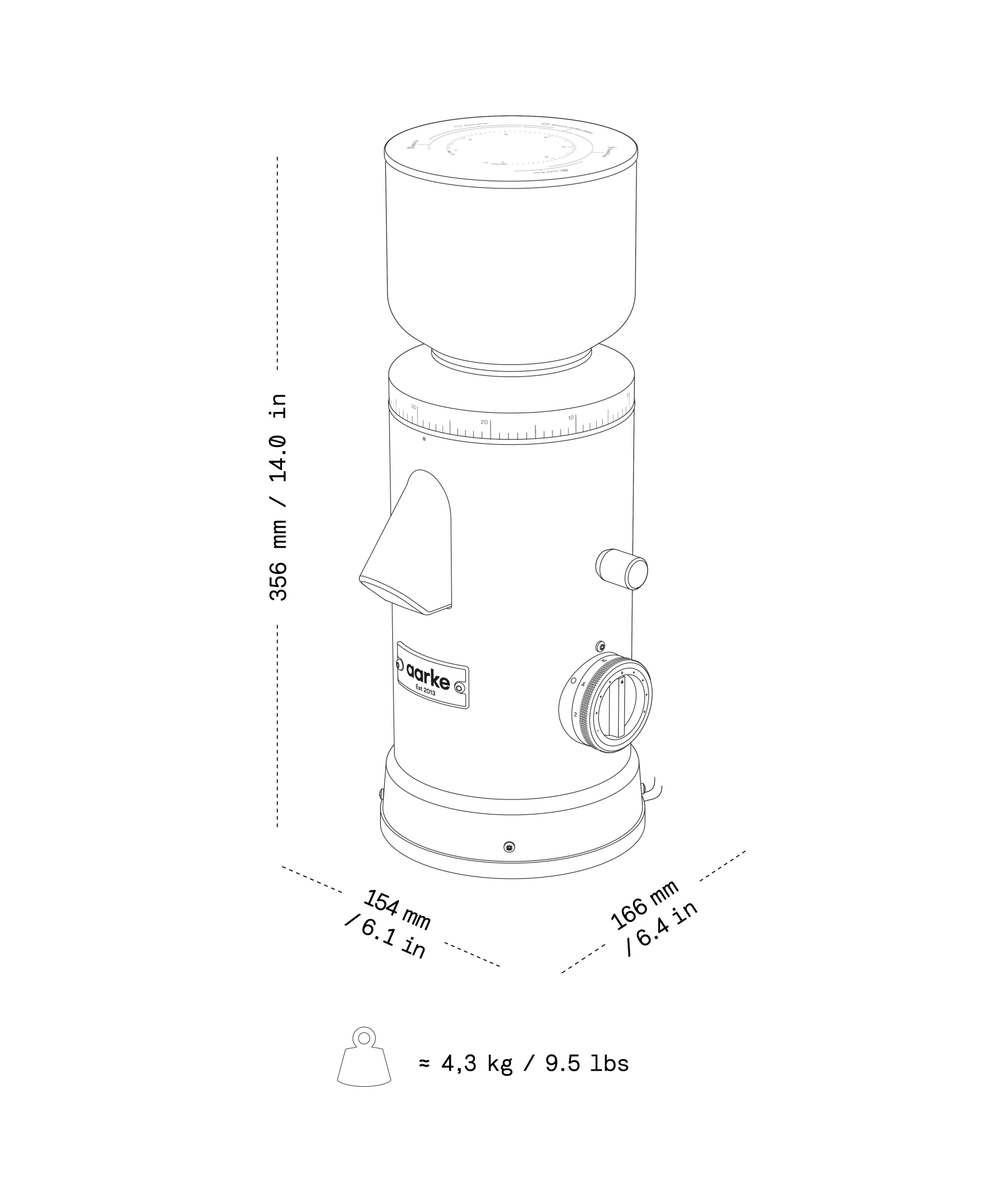 Aarke Flat Burr Coffee Grinder - Coffee Grinder in Stainless Steel